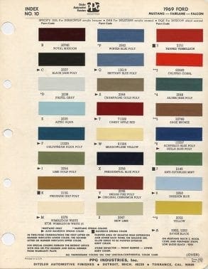 1969 Mustang Color Information