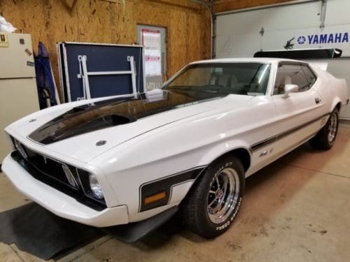 White 1973 Ford Mustang