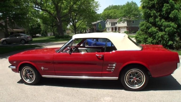 1966 Ford Mustang Convertible In Red Paint Walkaround & Engine Start-Up ...