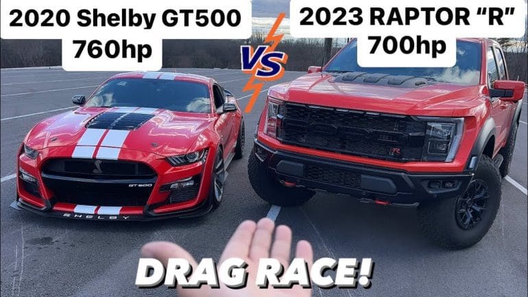 Ford Mustang Shelby GT500 Beats The 2023 Raptor R In A Drag Race ...